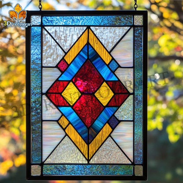 Stained Glass Panel Geometric - Etsy
