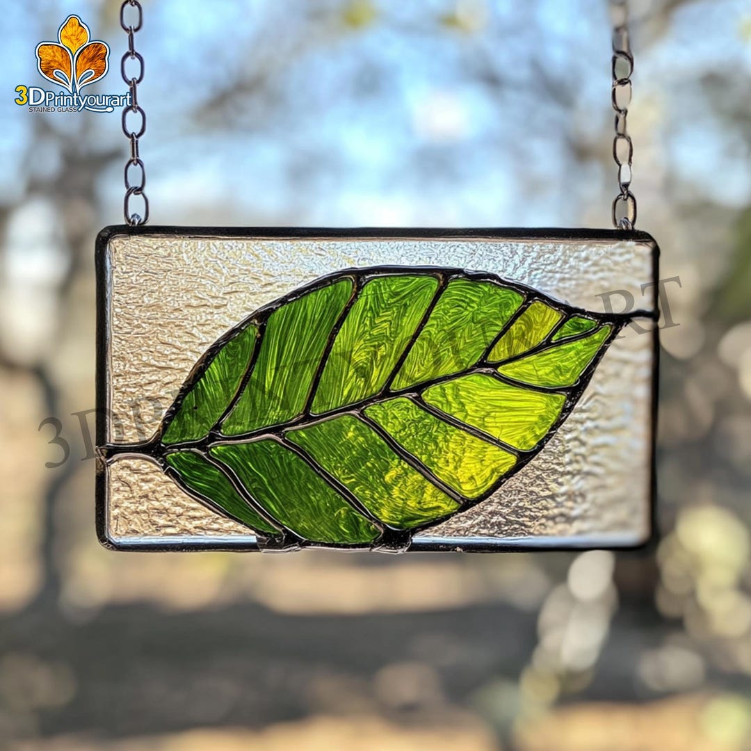 Digital Download Stained Glass Spring Leaves Pattern | Festive ...