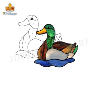 Digital Download Stained Glass Duck Pattern | Festive Suncatcher Design ...