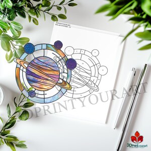 Digital Download Stained Glass Solar System Pattern | Festive ...