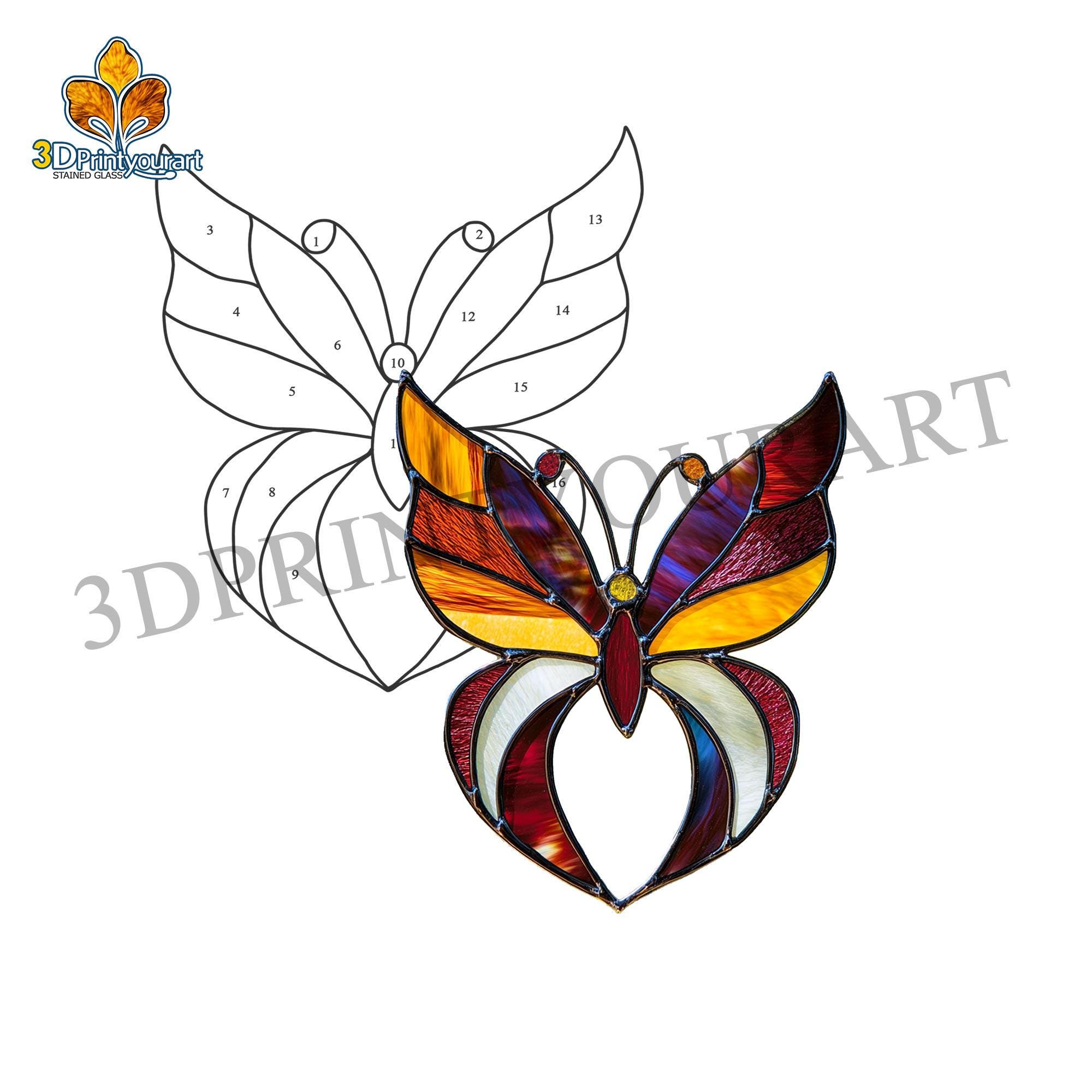 Digital Download Stained Glass Butterfly Pattern | Festive Suncatcher ...