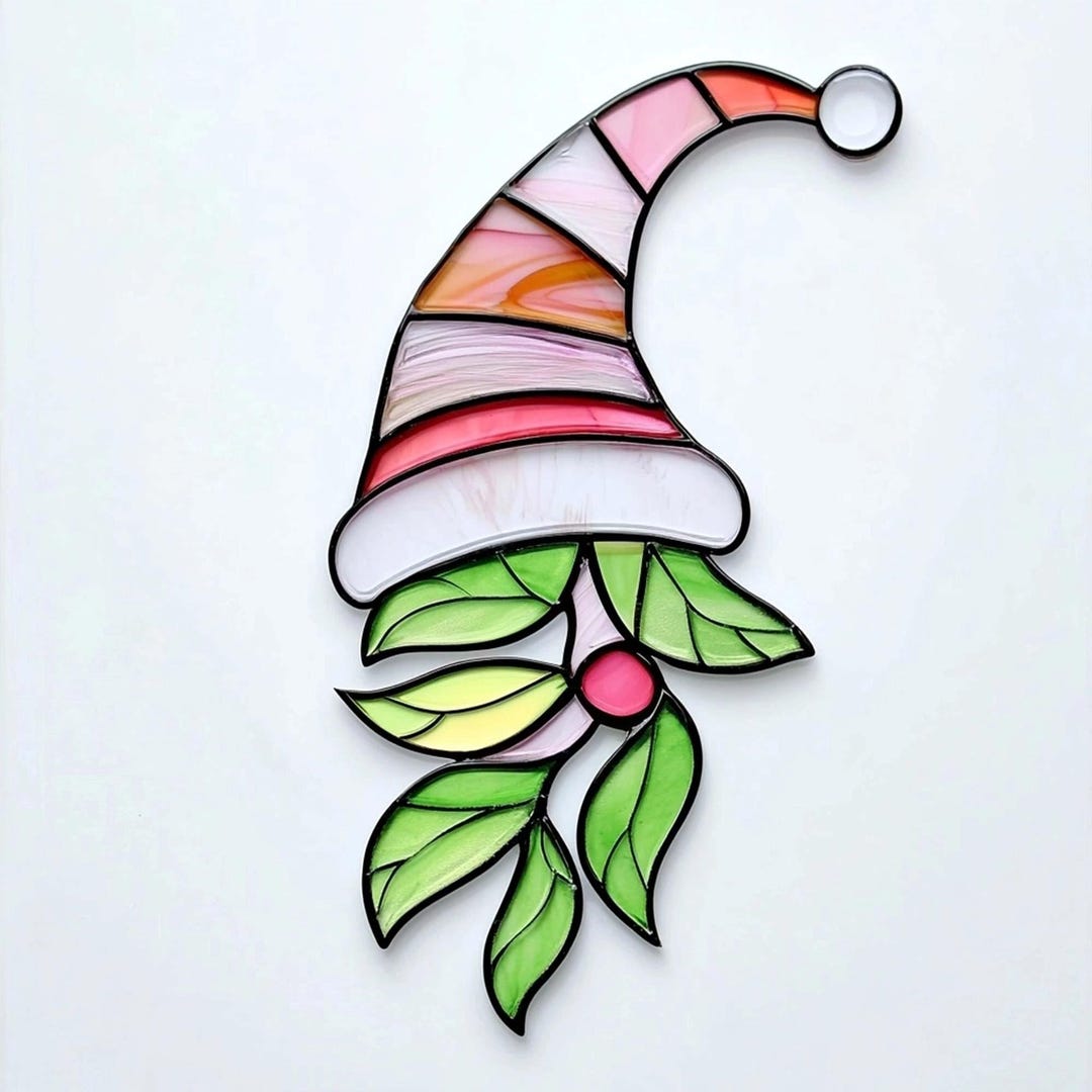 Digital Elf Hat With Striped Pattern Playful Green N02 Stained Glass ...