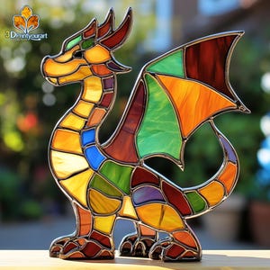 Digital Download Stained Glass Dragon Pattern | Festive Suncatcher ...