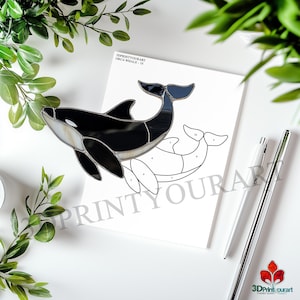 Digital Download Stained Glass Orca Whale Pattern | Festive Suncatcher ...