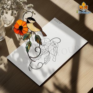 Digital Download Stained Glass Chickadee 02 Pattern | Festive ...