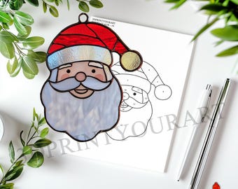 Santa Face Stained Glass - Etsy