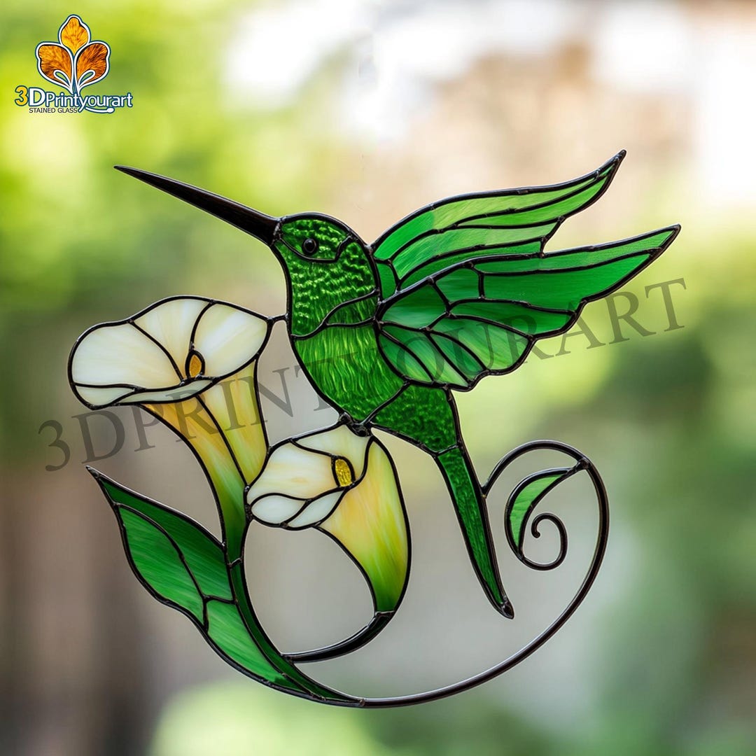 Digital Download Stained Glass Hummingbird Pattern | Festive Suncatcher ...