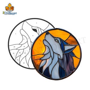 Digital Download Stained Glass Howling Wolf Pattern | Festive ...