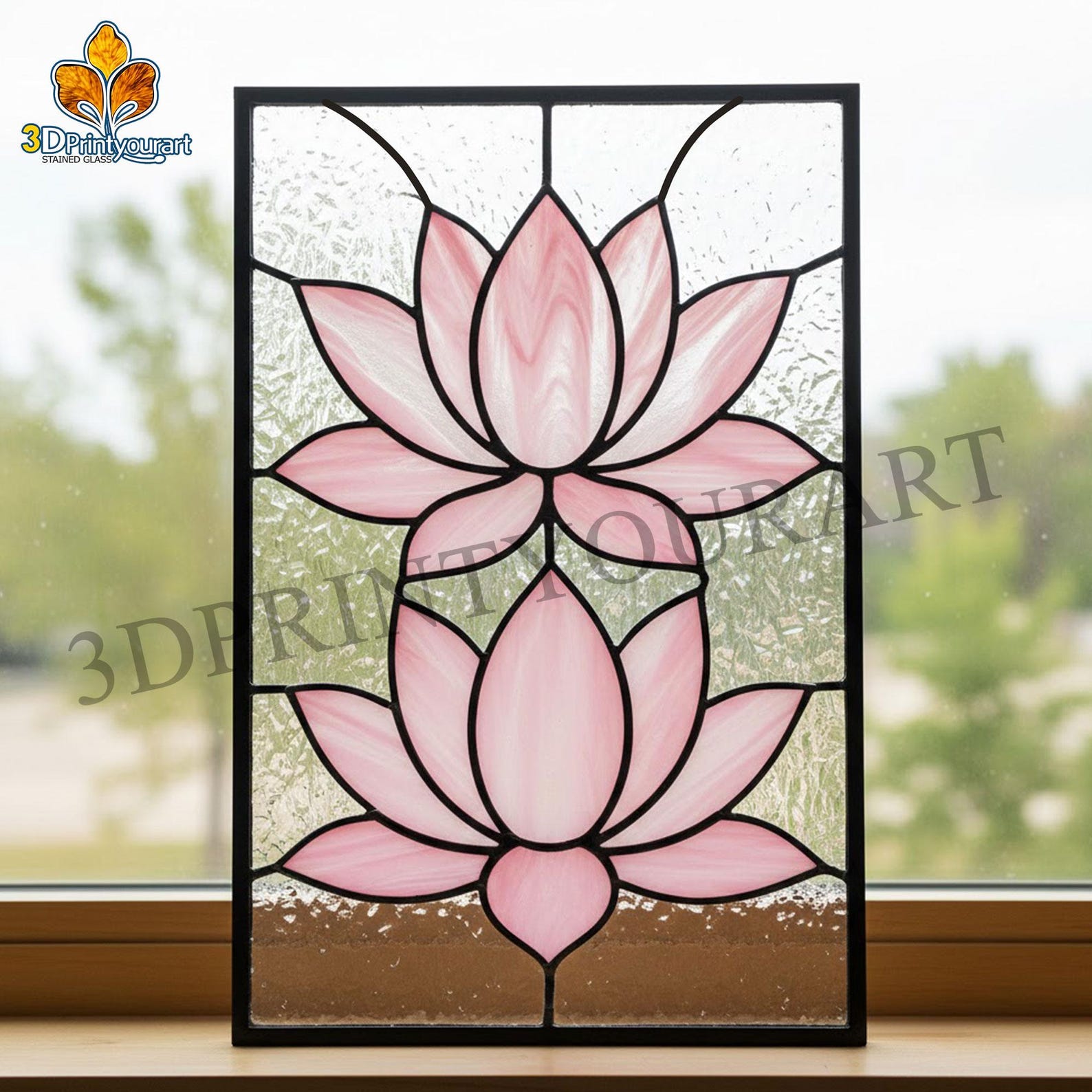 Digital Download Stained Glass Lotus Panel Pattern | Festive Suncatcher ...