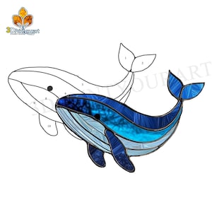 Digital Download Stained Glass Blue Whale Pattern | Festive Suncatcher ...