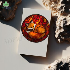 Digital Download Stained Glass Red Fox Pattern Festive Suncatcher ...