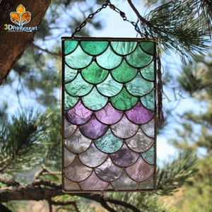Digital Download Stained Glass Fish Scales Panel Pattern | Festive ...