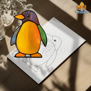 Digital Download Stained Glass Penguin 01 Pattern | Festive Suncatcher ...