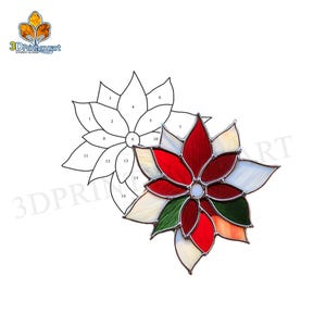 Digital Download Stained Glass Poinsettia Pattern | Festive Suncatcher ...