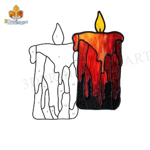 Digital Download Stained Glass Candle Pattern | Festive Suncatcher ...