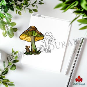 Digital Download Stained Glass Mushroom and Mouse Pattern | Festive ...