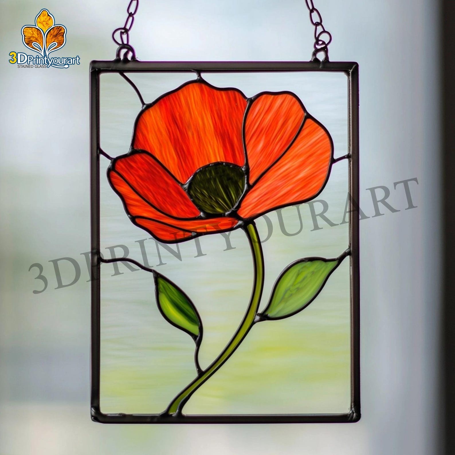 Digital Download Stained Glass Poppy R64 Pattern | Festive Suncatcher ...