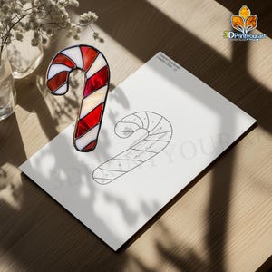 Digital Download Stained Glass Christmas Candy Cane Pattern | Festive ...