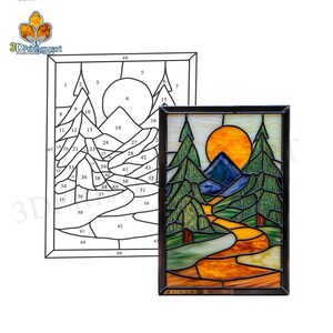Digital Download Stained Glass Sunset Pattern | Festive Suncatcher ...