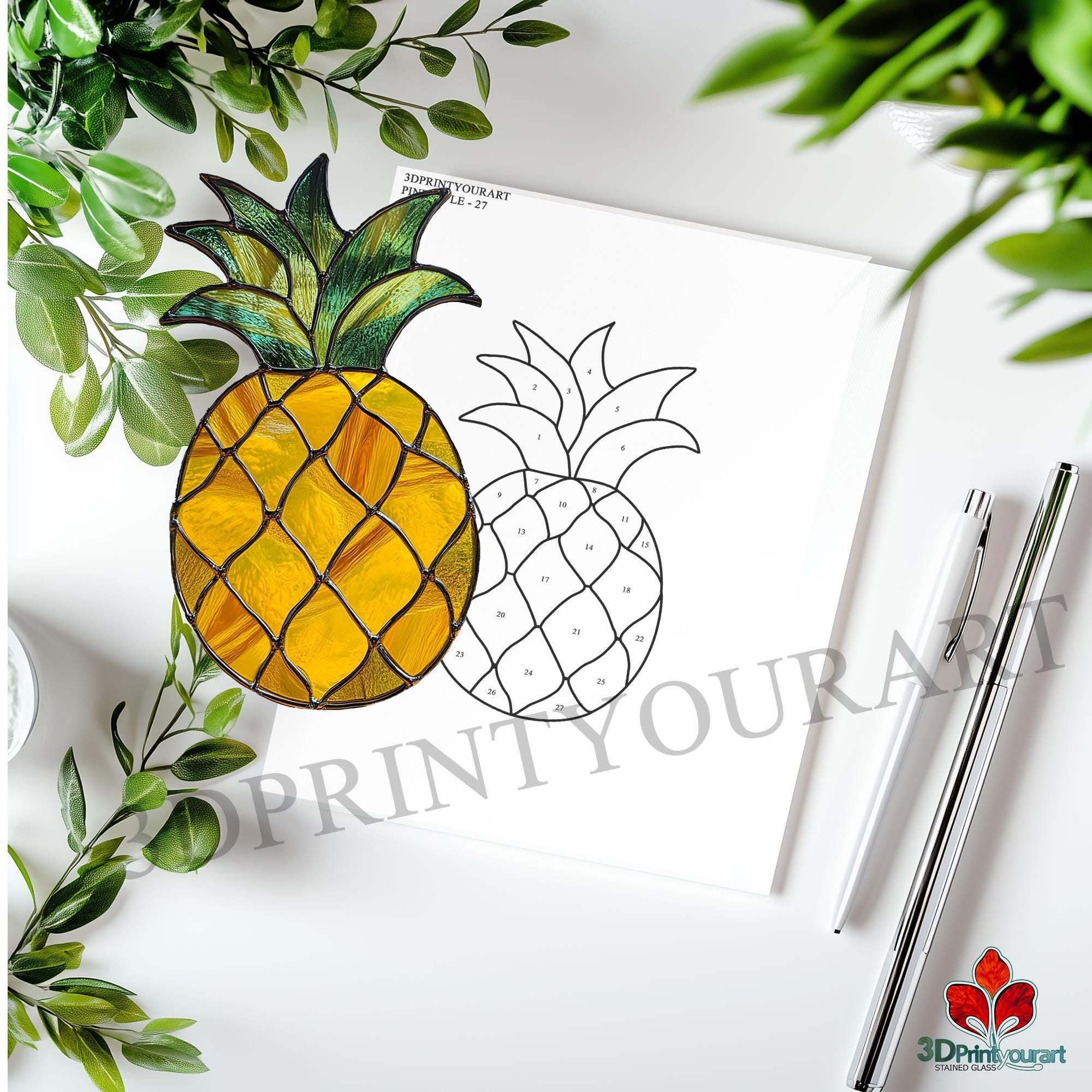 Digital Download Stained Glass Pineapple Pattern | Festive Suncatcher ...
