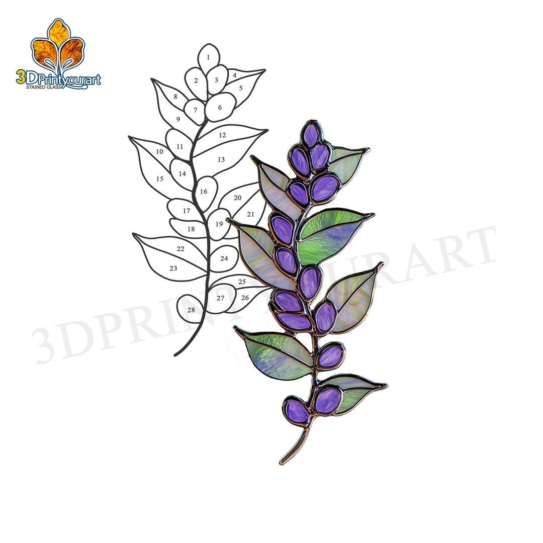 Digital Download Stained Glass Lavender Pattern | Festive Suncatcher ...