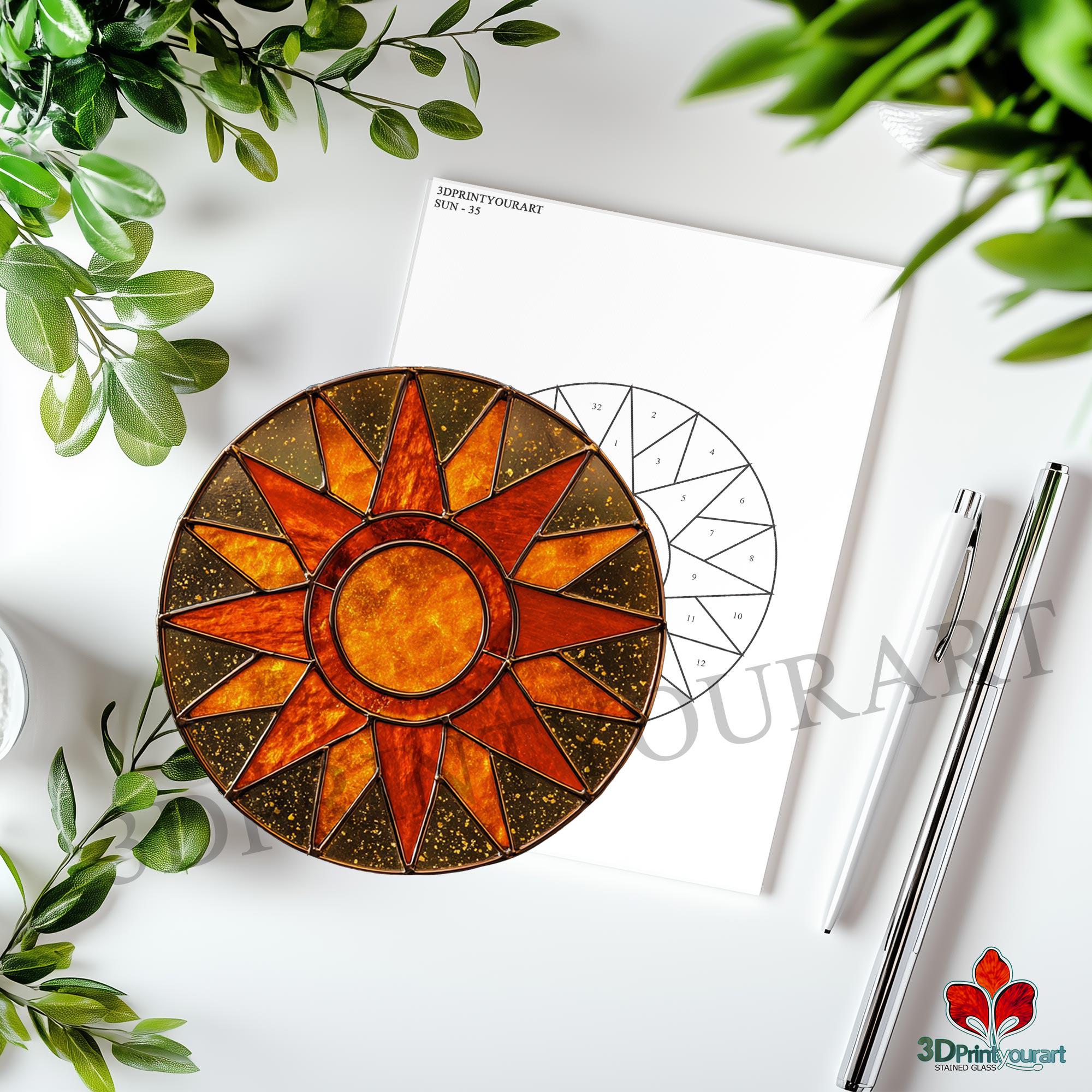 Digital Download Stained Glass Sun Pattern | Festive Suncatcher Design ...