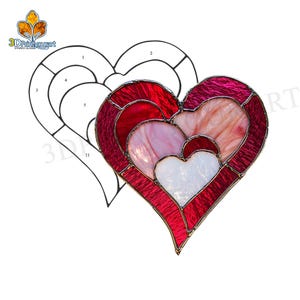 Digital Download Stained Glass Heart 01 Pattern | Festive Suncatcher ...
