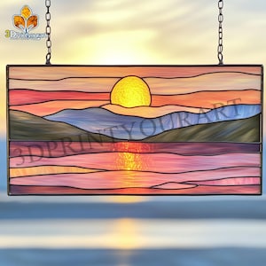 Digital Download Stained Glass Lake Pattern | Festive Suncatcher Design ...