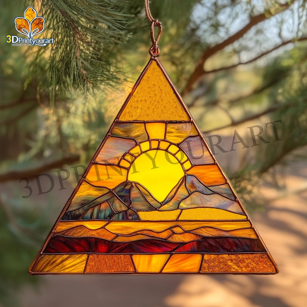 Digital Download Stained Glass Pyramid Pattern | Festive Suncatcher ...