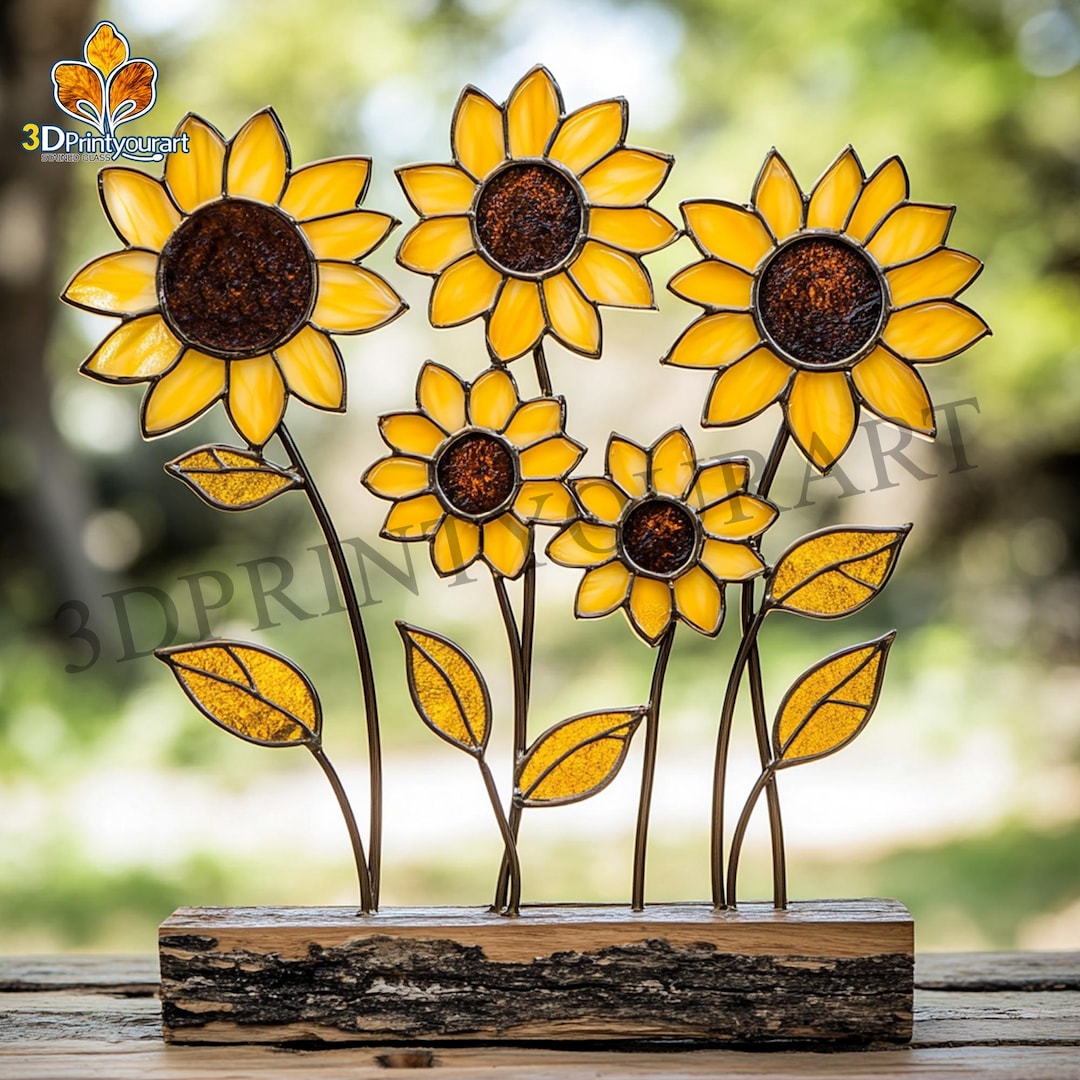 Stained Glass Sunflower Digital Pattern | Graceful Suncatcher Design ...