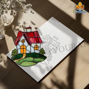 Digital Download Stained Glass House Pattern | Festive Suncatcher ...