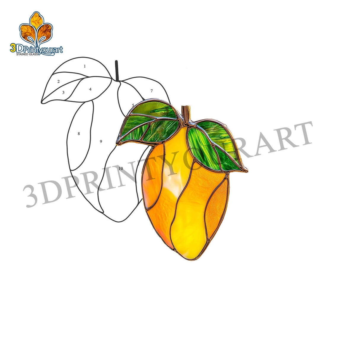 Digital Download Stained Glass Mango Pattern | Festive Suncatcher ...