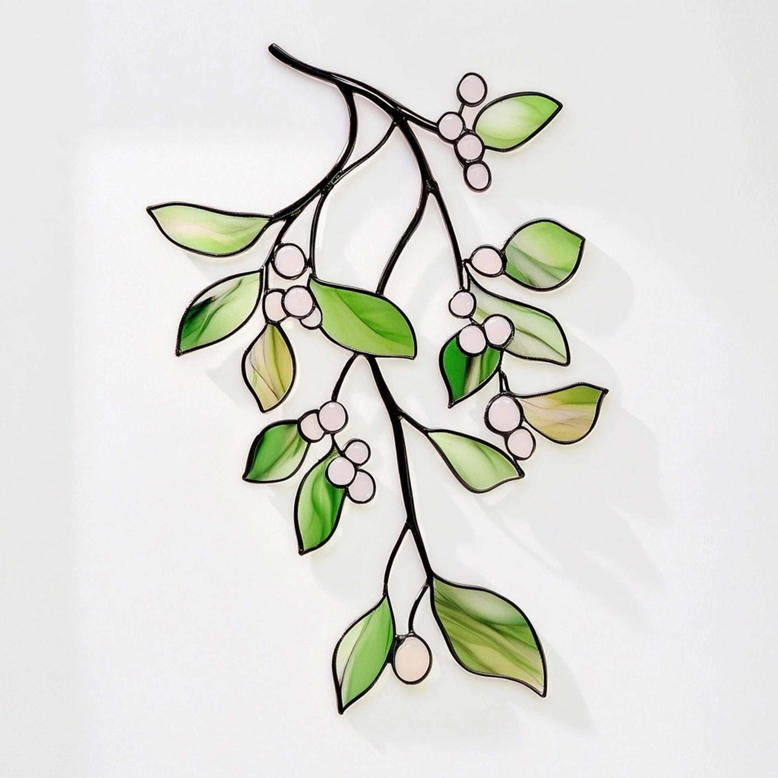 Digital Download Stained Glass Mistletoe With White Berries N01 Pattern ...