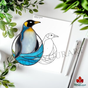 Digital Download Stained Glass Penguin 02 Pattern | Festive Suncatcher ...