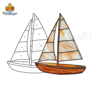 Digital Download Stained Glass Sailboat Pattern | Festive Suncatcher ...