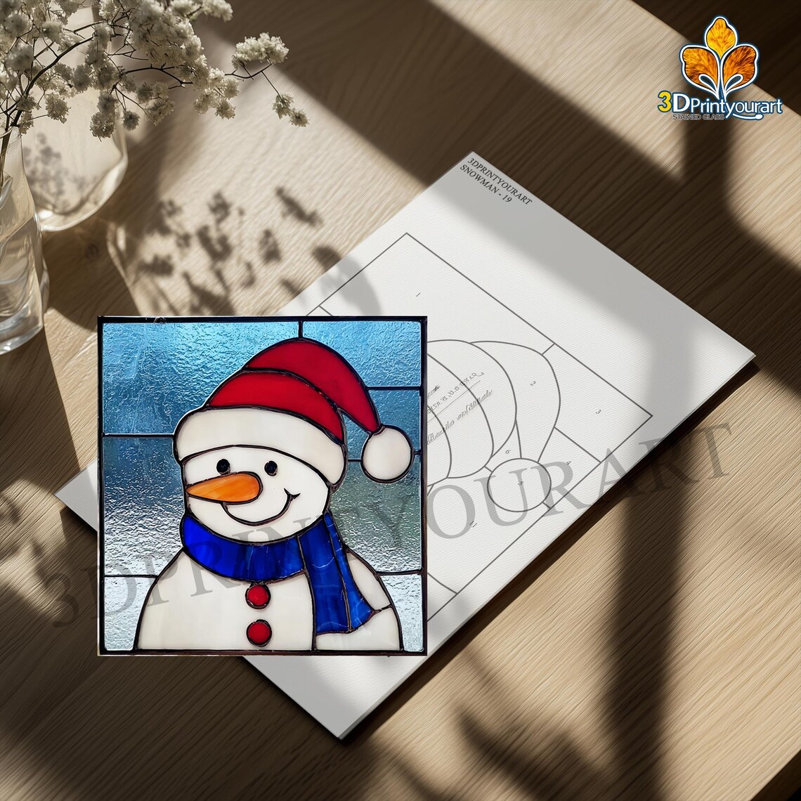 Digital Download Stained Glass Snowman Family Pattern | Festive ...
