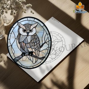 Digital Download Stained Glass OWL Pattern | Festive Suncatcher Design ...