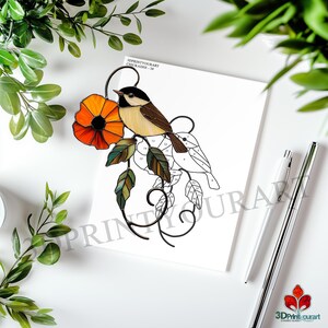 Digital Download Stained Glass Chickadee 02 Pattern | Festive ...