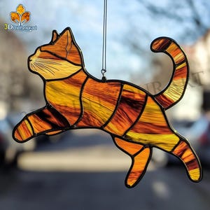 Digital Download Stained Glass Cat Pattern | Festive Suncatcher Design ...
