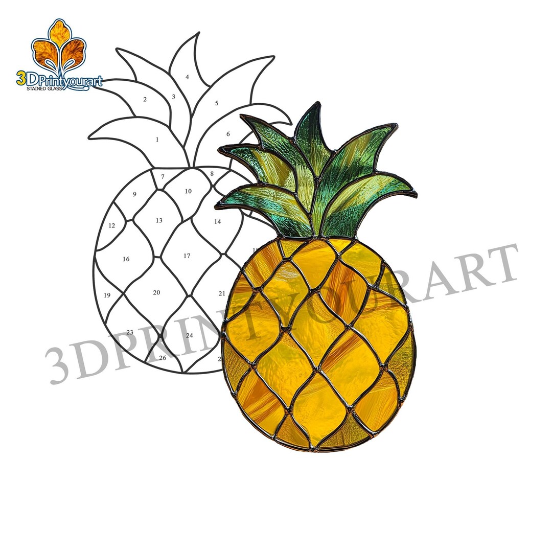 Digital Download Stained Glass Pineapple Pattern | Festive Suncatcher ...