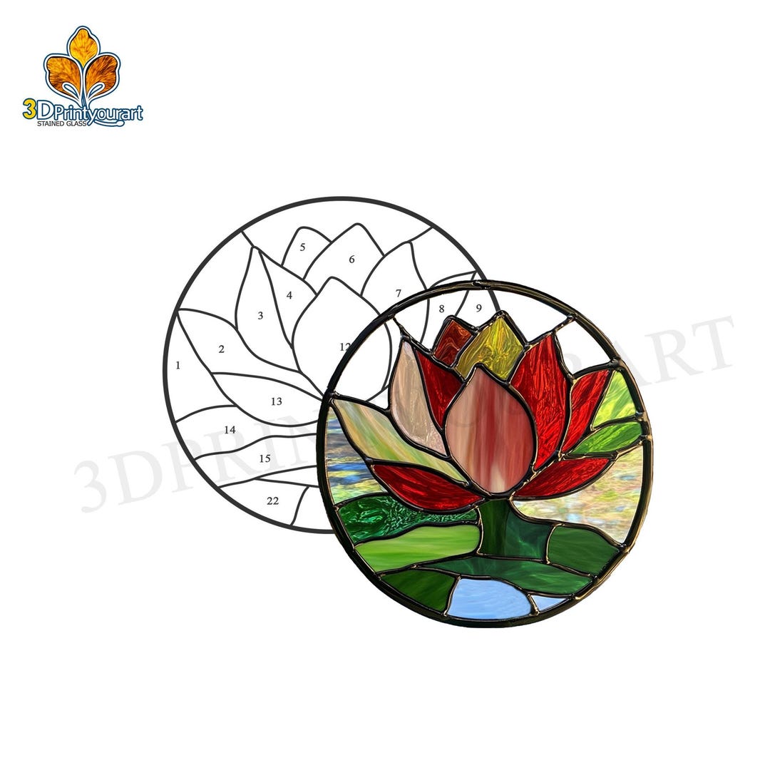 Digital Download Stained Glass Lotus Flower Pattern | Festive ...