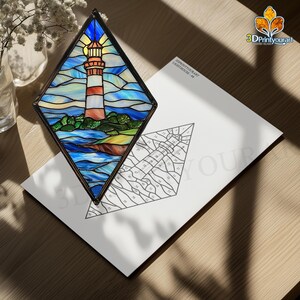Digital Download Stained Glass Lighthouse-01 Pattern | Festive ...