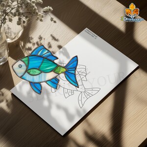 Digital Download Stained Glass Rainbow Fish Pattern | Festive ...