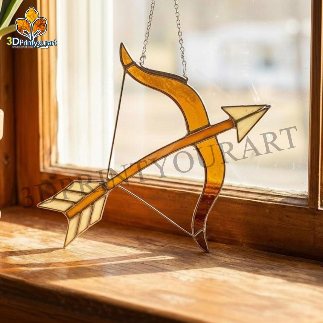 Digital Download Stained Glass Love Arrow Pattern | Festive Suncatcher ...