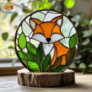 Digital Download Stained Glass Red Fox Pattern | Festive Suncatcher ...