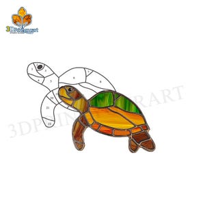 Digital Download Stained Glass Turtle Pattern | Festive Suncatcher ...