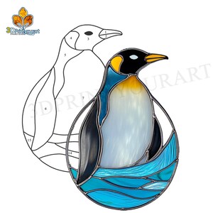 Digital Download Stained Glass Penguin 02 Pattern | Festive Suncatcher ...