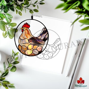 Digital Download Stained Glass Hen and Eggs Pattern Festive Suncatcher ...