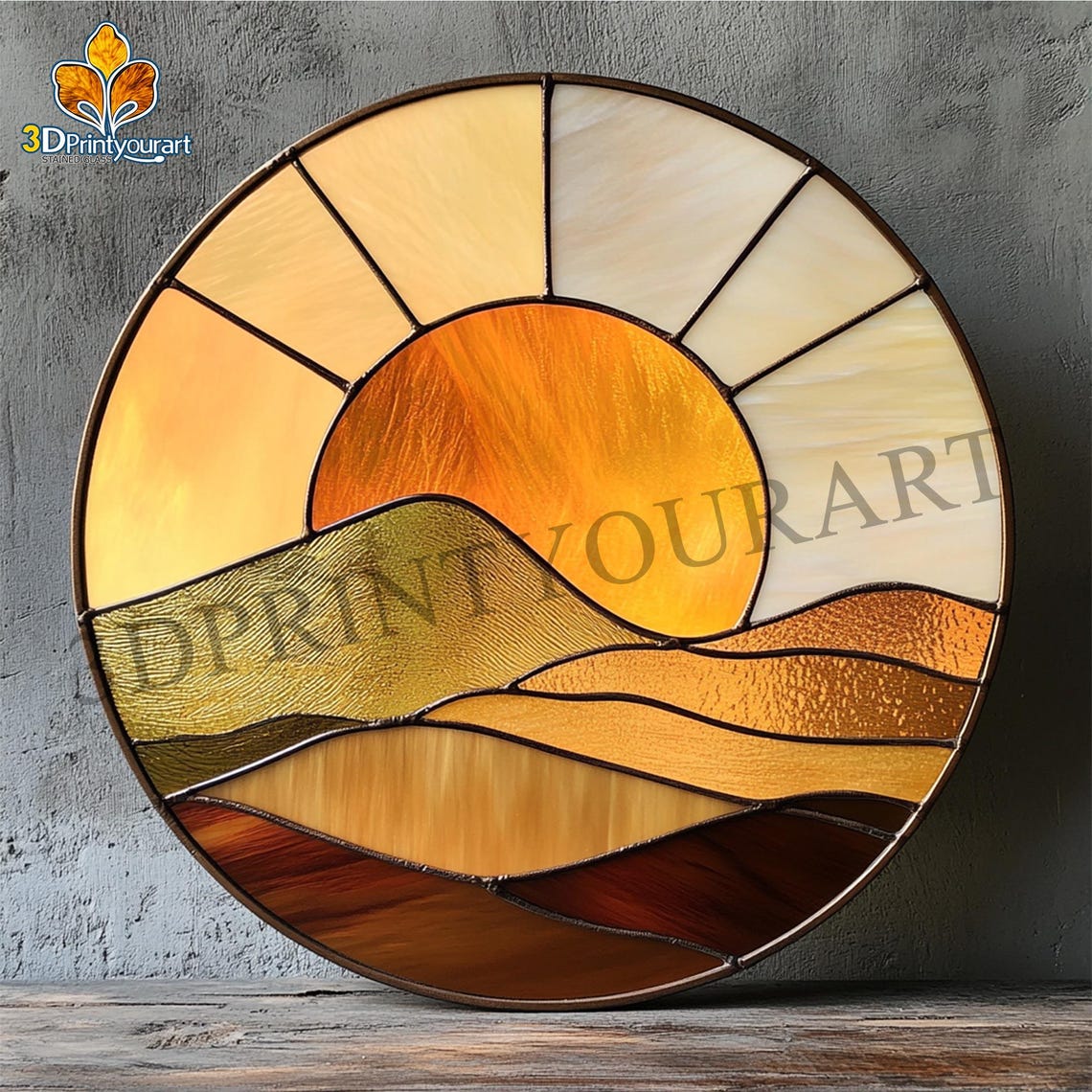 Digital Download Stained Glass Sun and Mountain Pattern | Festive ...