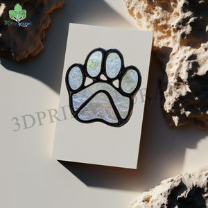 Digital Download Stained Glass Cat Paw Pattern | Festive Suncatcher ...